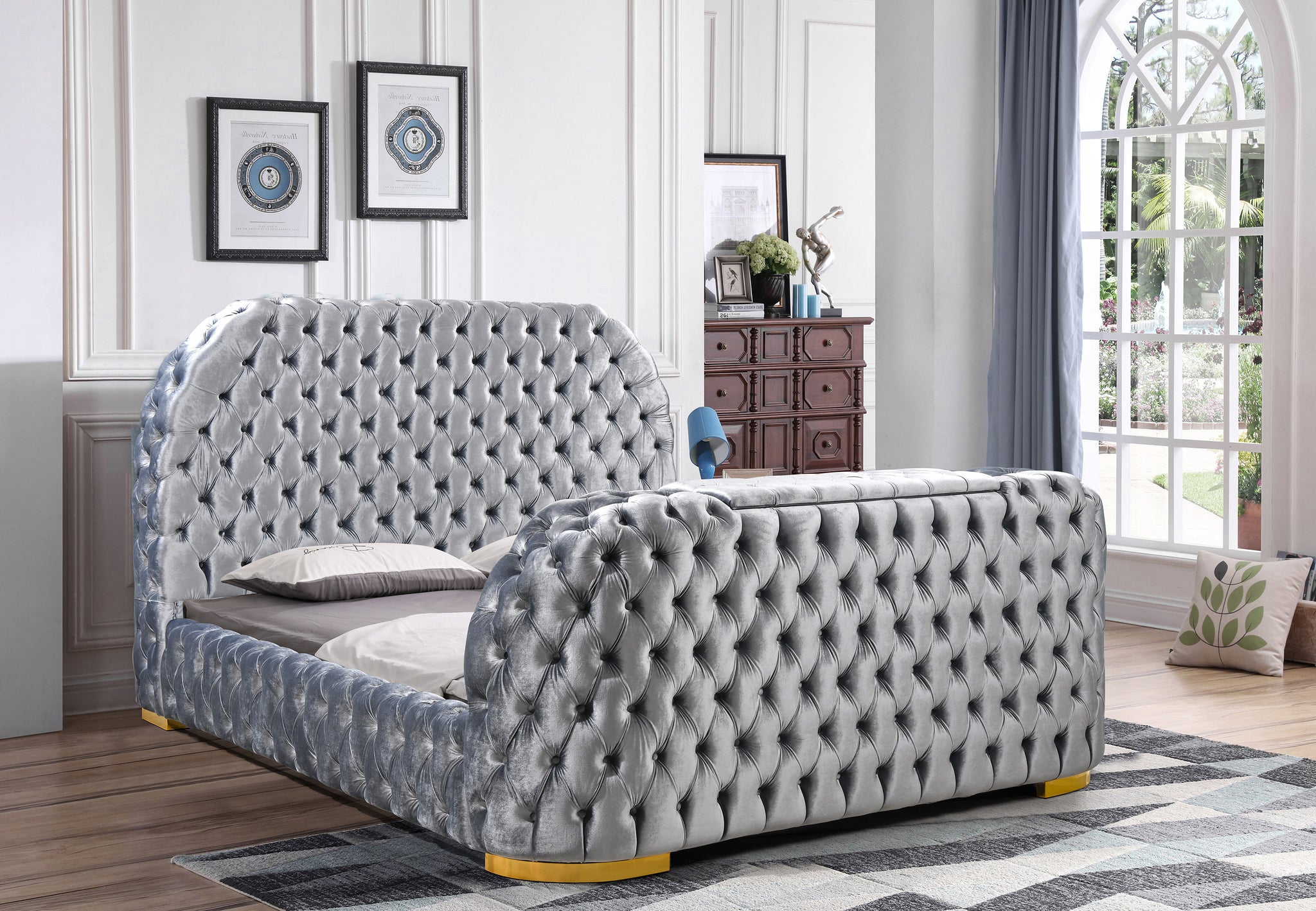 Leon Velvet Bed – AjsFurniture