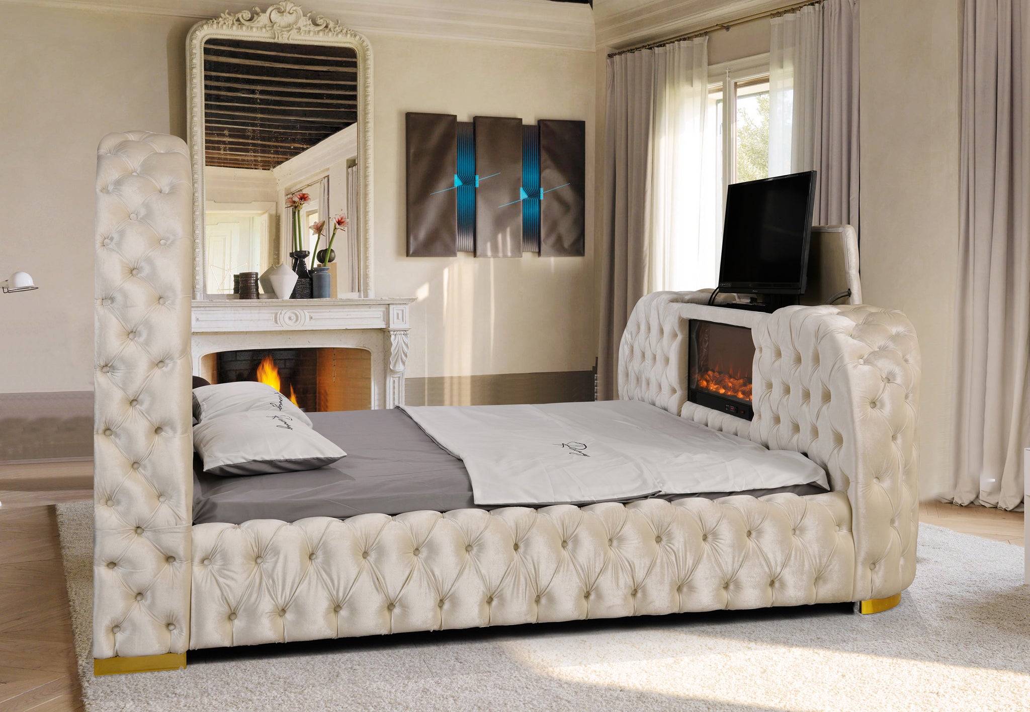 Leon Velvet Bed – AjsFurniture